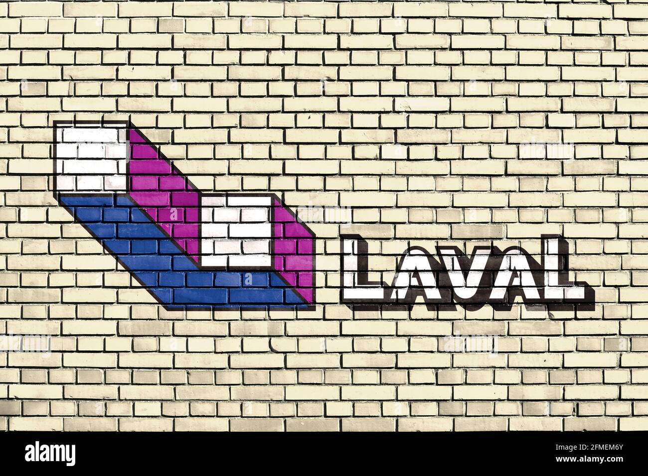 flag of Laval, Quebec painted on brick wall Stock Photo - Alamy