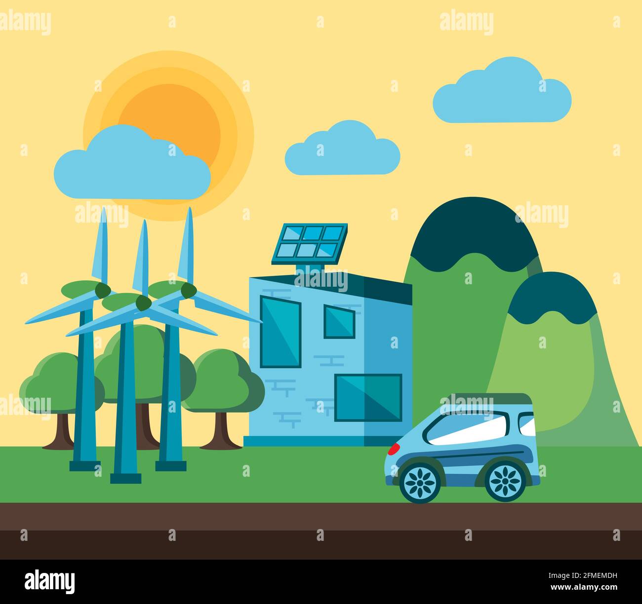Renewable energy scene Stock Vector Images - Alamy