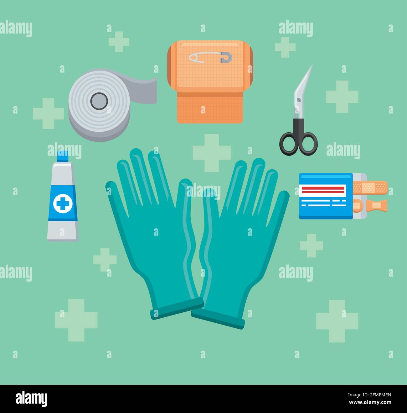 first aid set six icons Stock Vector Image & Art - Alamy