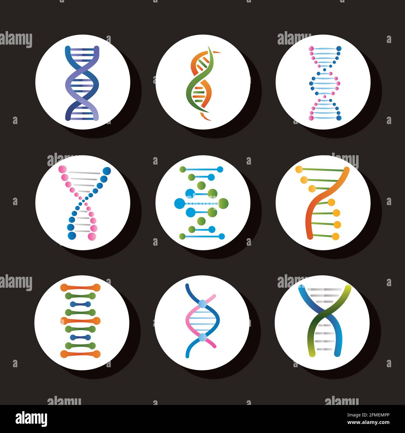 nine dna genetic set icons Stock Vector Image & Art - Alamy