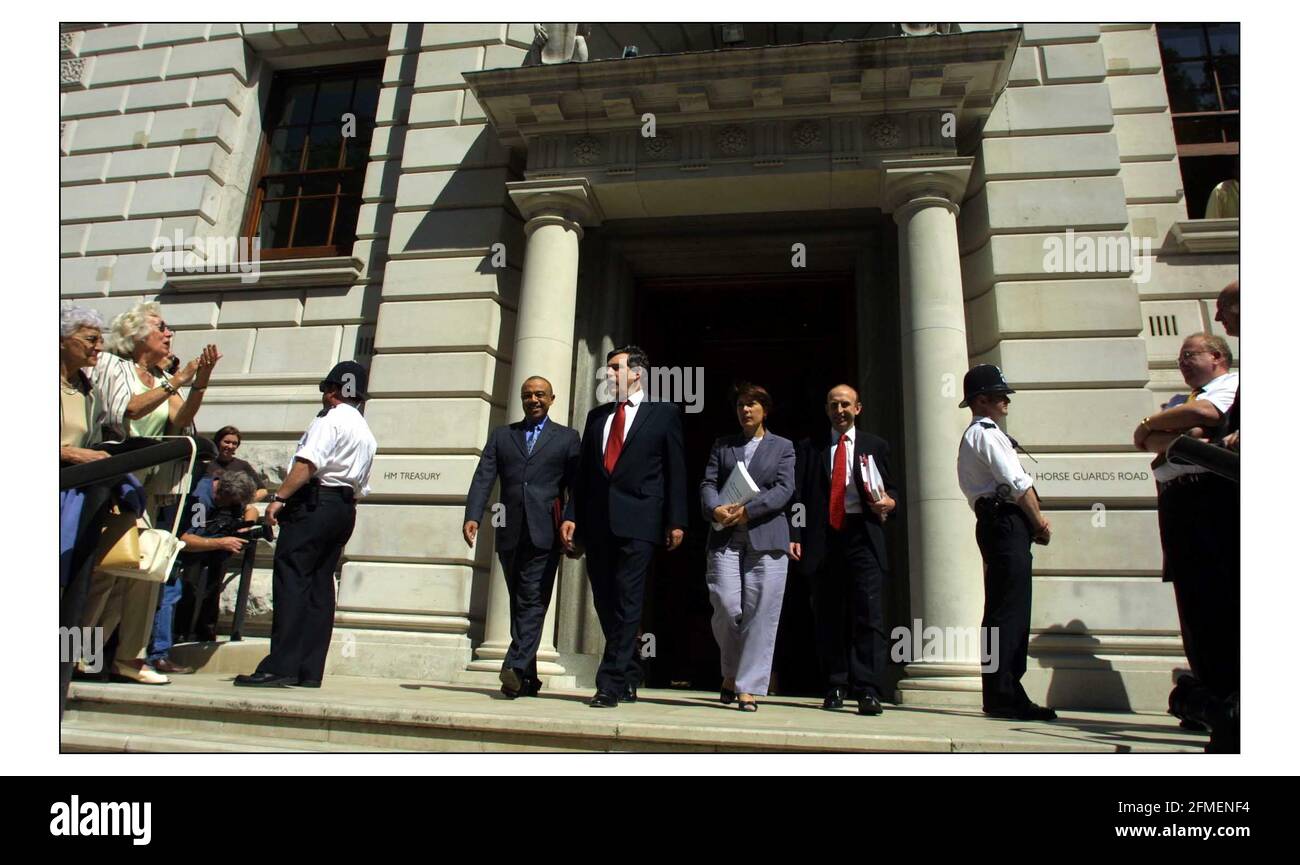 Gordon Brown leaves the Treasury on route to Westminster to present the ...