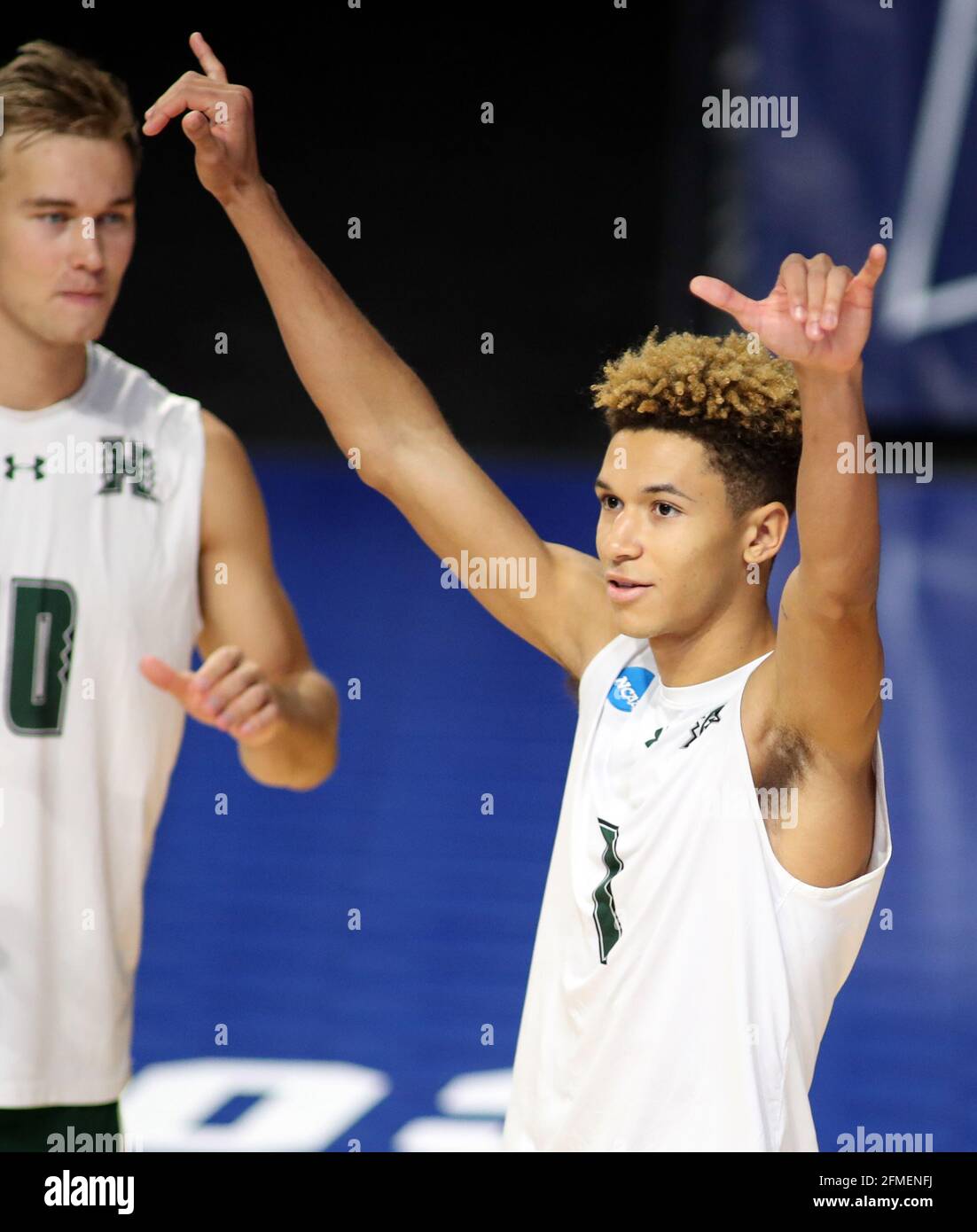 May 8, 2021 - Hawaii Rainbow Warriors outside hitter Chaz Galloway #1 ...