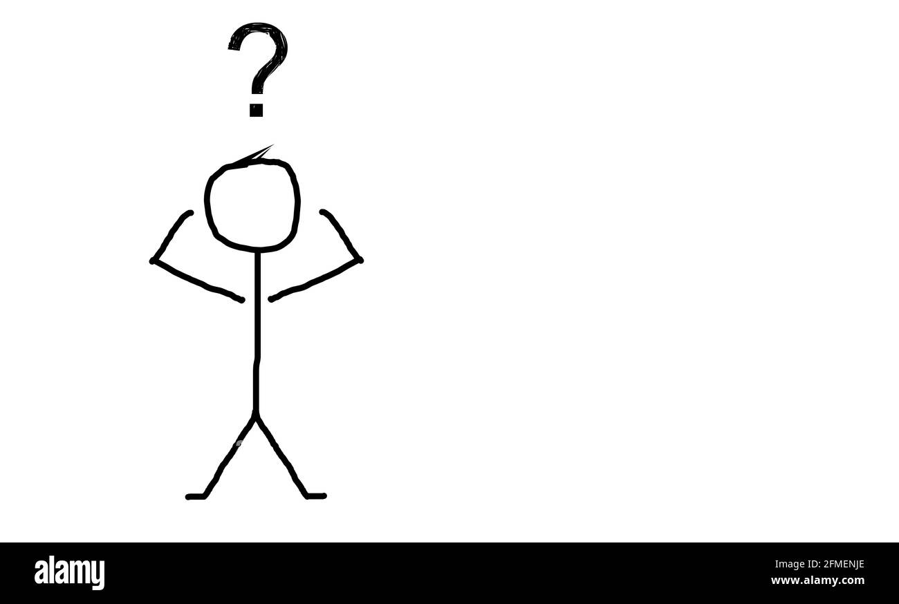 Confused Figure with Question mark over his head, Confusion character ...