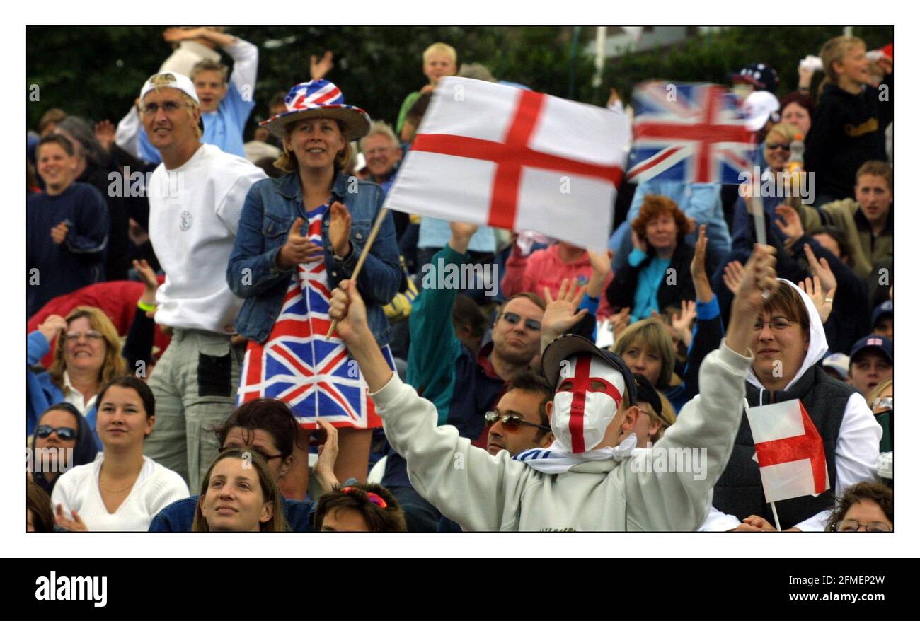 Wimbledon......... Henman Hill while Tim Henman plays M Kratochvilpic ...