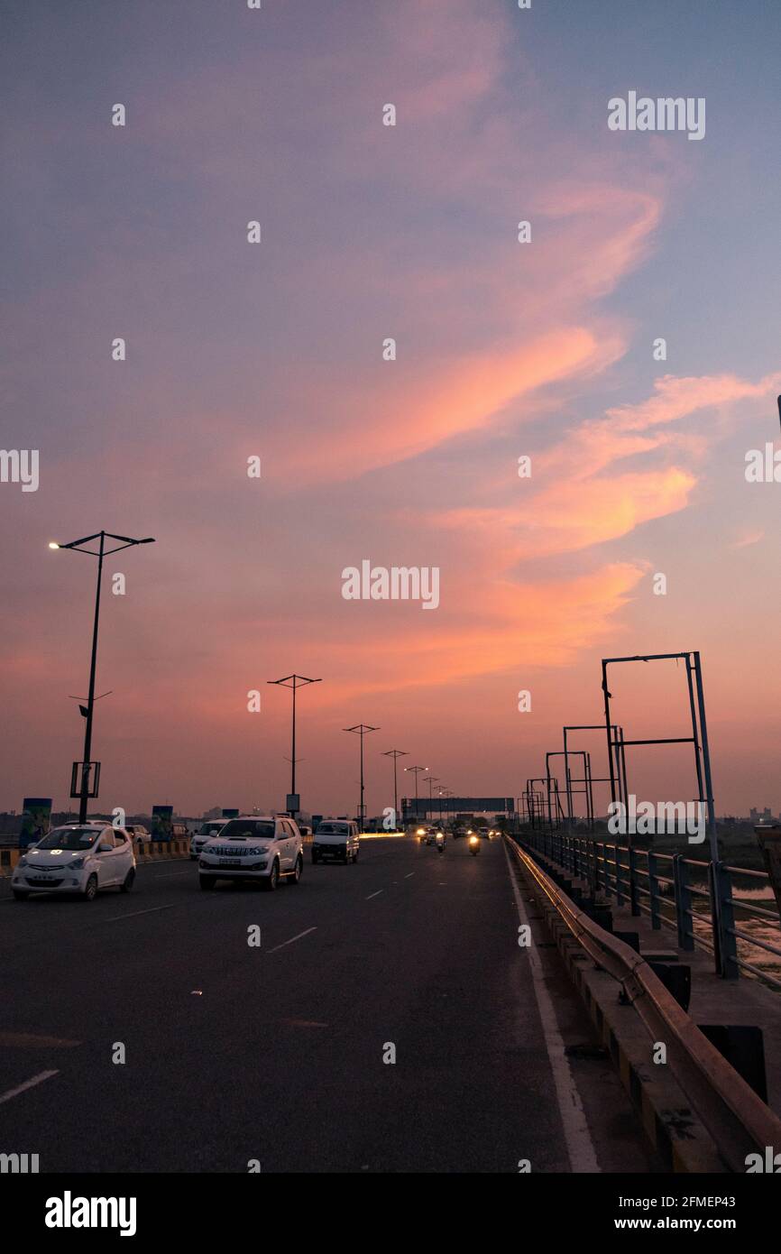 An evening shot from DND expressway, Delhi, India Stock Photo - Alamy
