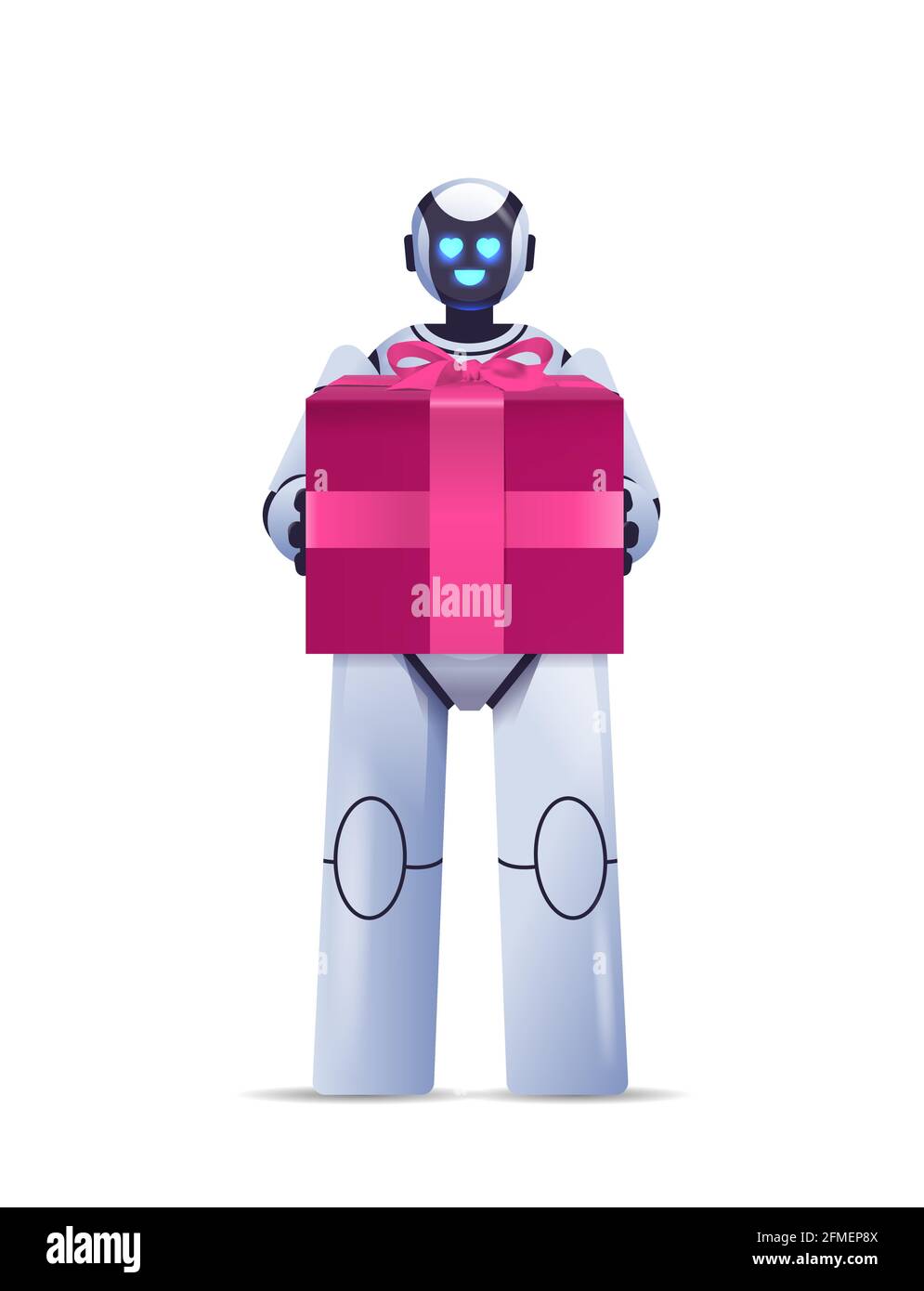 modern robot holding wrapped gift box birthday or holiday celebration ...