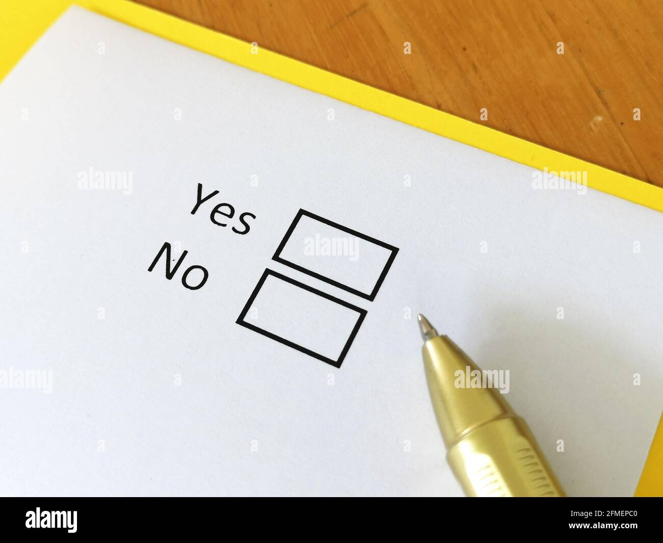 One person is answering question. He is choosing yes or no Stock Photo ...