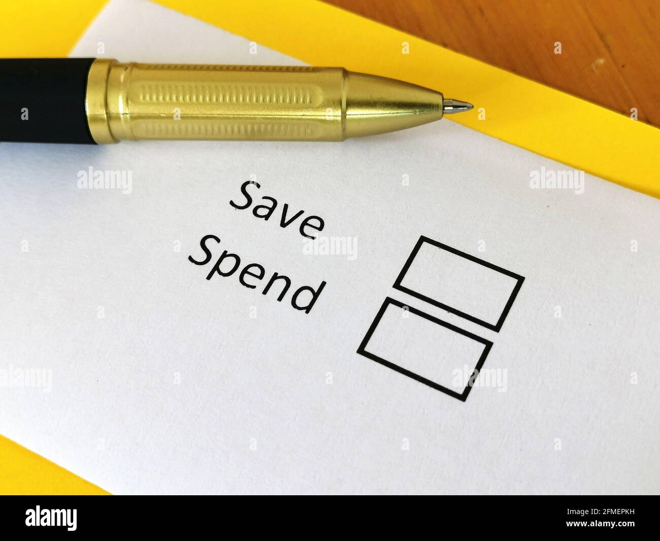 One person is answering question about saving or spending Stock Photo ...
