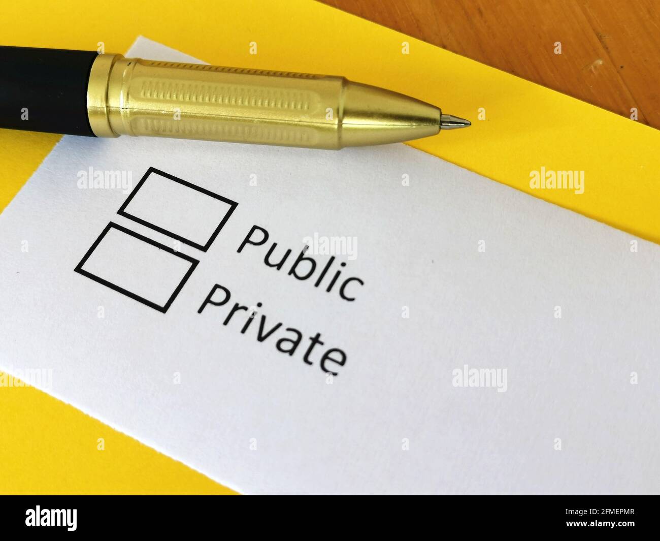 One person is answering question about public or private Stock Photo ...