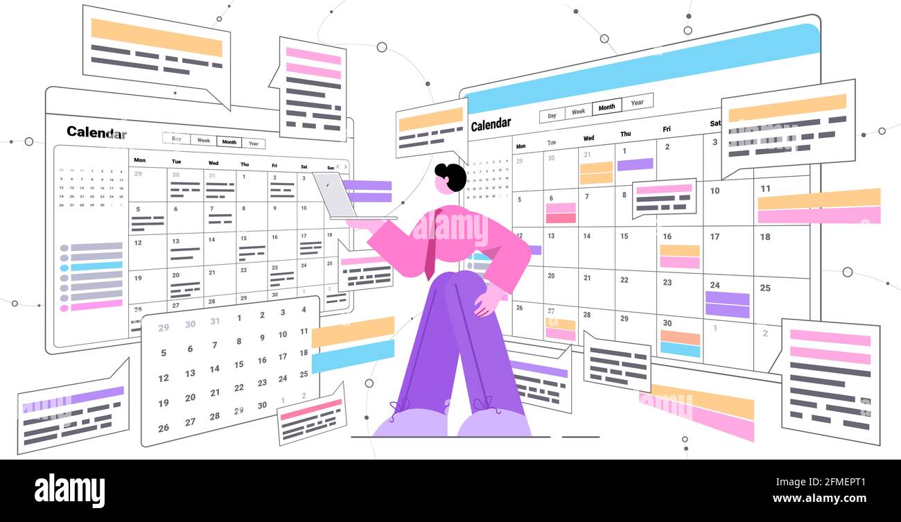 businessman planning day scheduling appointment in online calendar app ...
