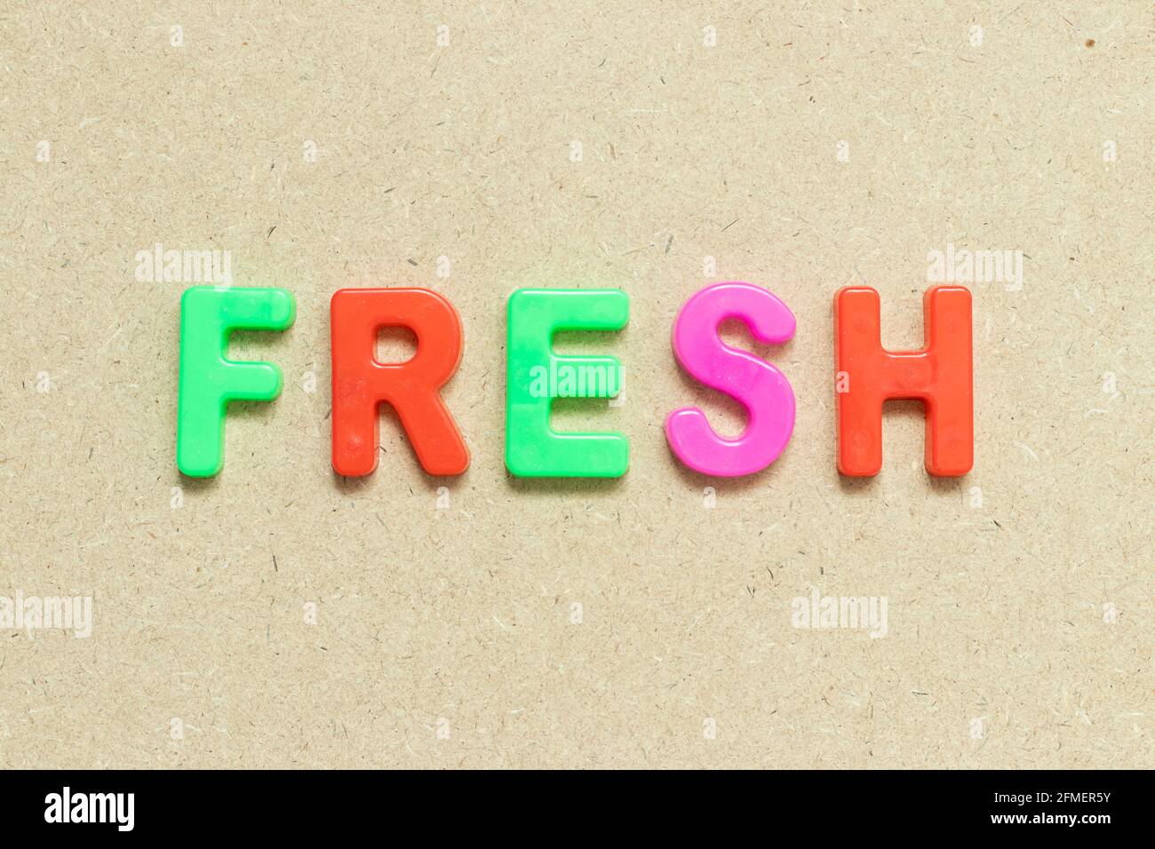 Color alphabet letter with word fresh on wood background Stock Photo ...