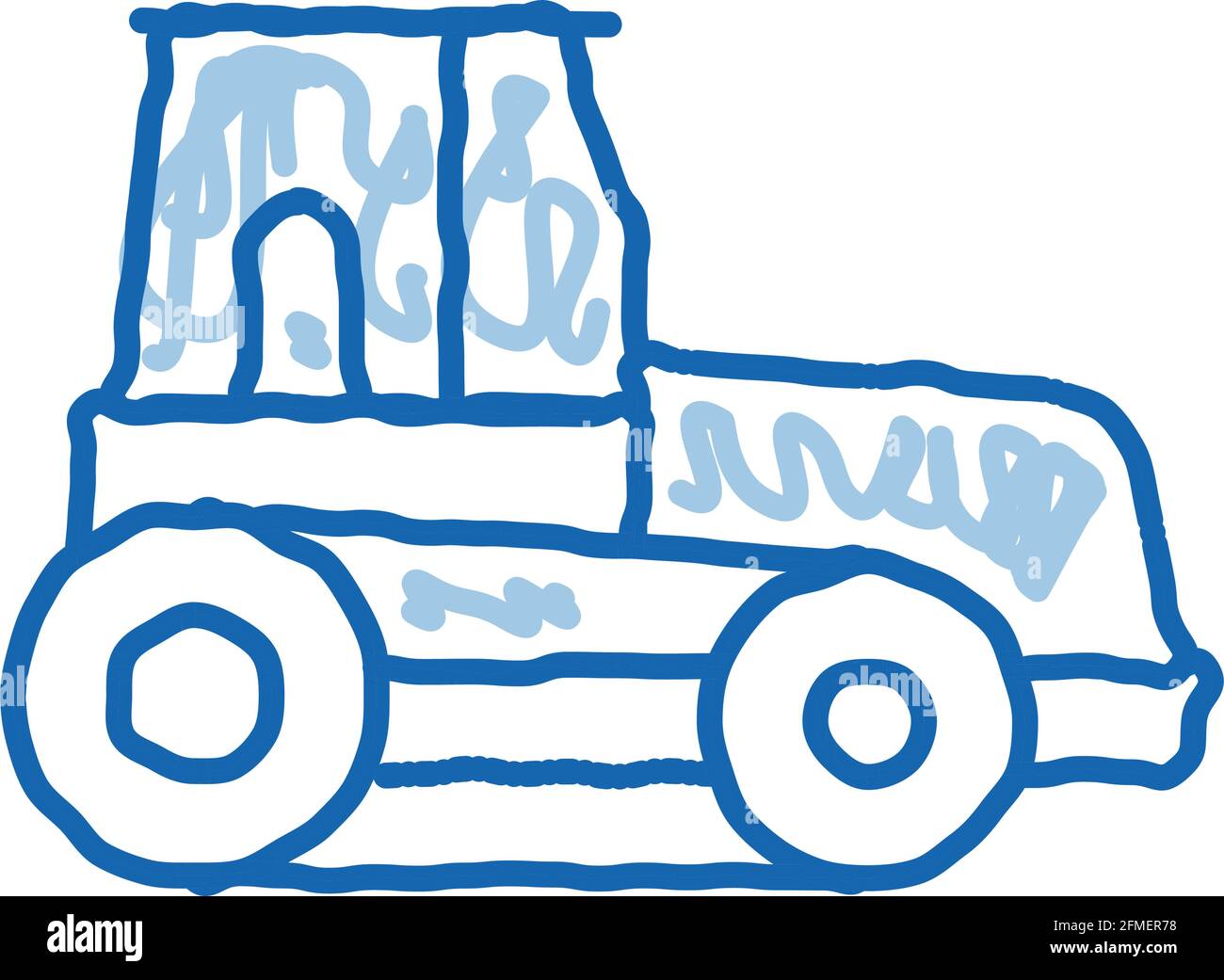 Caterpillar Tractor Vehicle doodle icon hand drawn illustration Stock ...