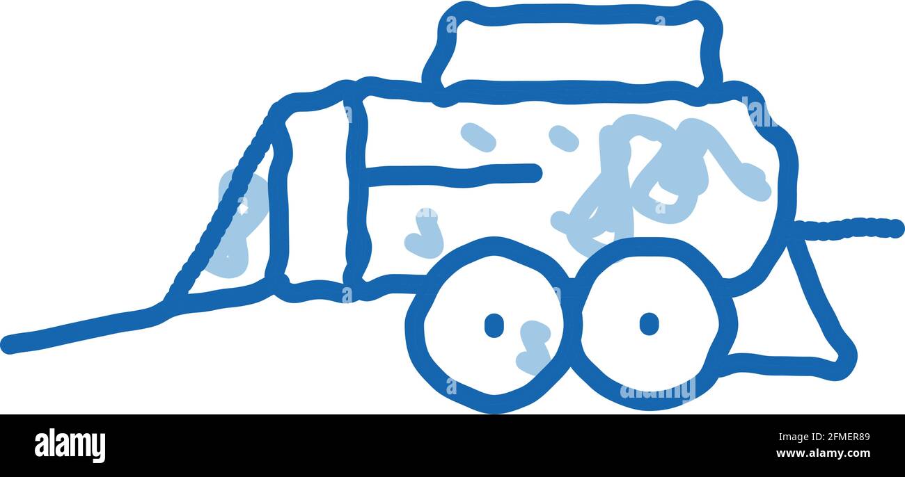 Hay Pressing Trailer Vehicle doodle icon hand drawn illustration Stock ...