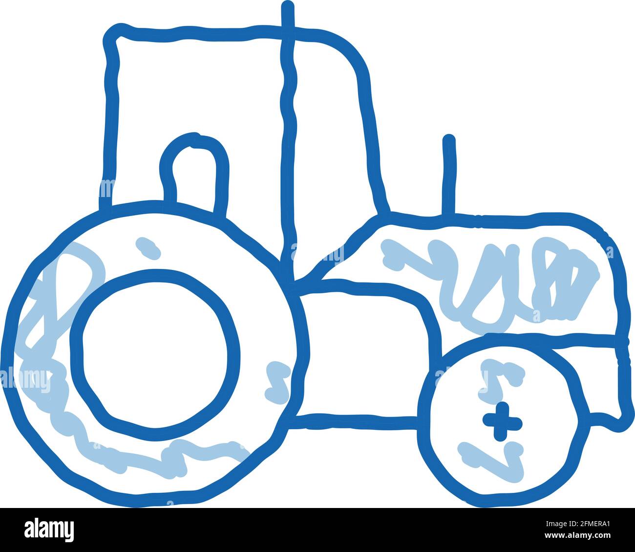 Farmland Tractor Vehicle doodle icon hand drawn illustration Stock ...