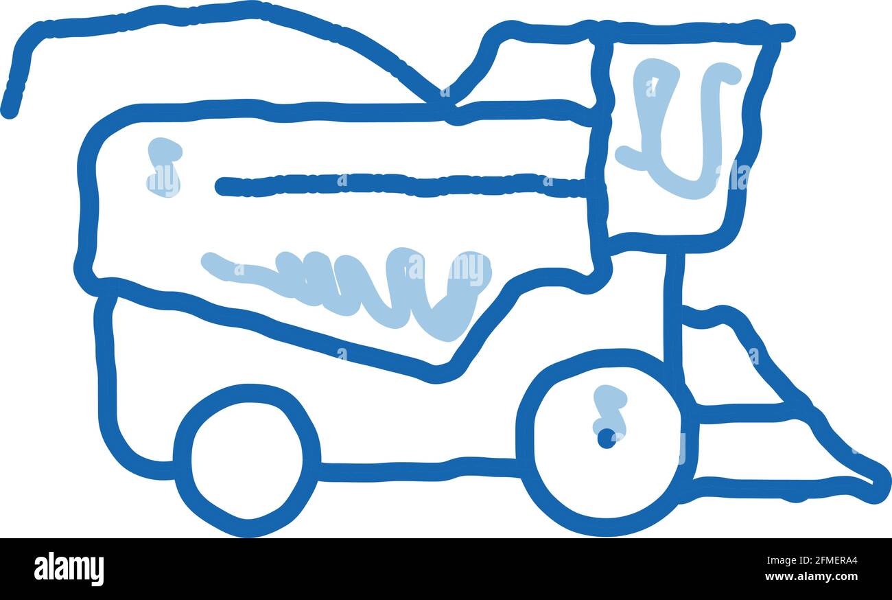 Farming Harvester Vehicle doodle icon hand drawn illustration Stock ...