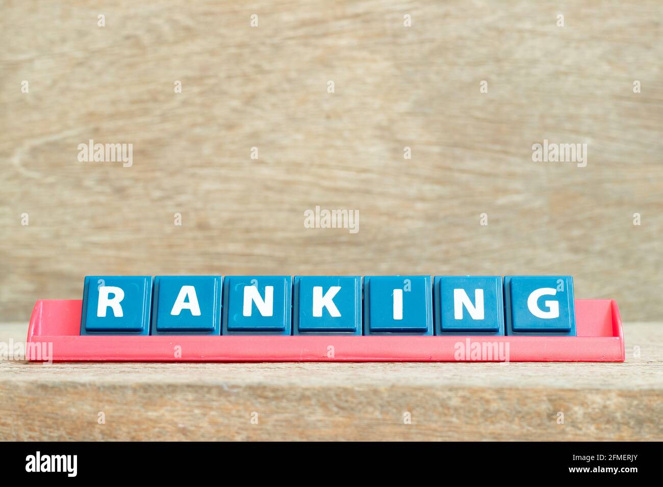 Tile Alphabet Letter With Word Ranking In Red Color Rack On Wood tile-alphabet-letter-with-word-ranking-in-red-color-rack-on-wood