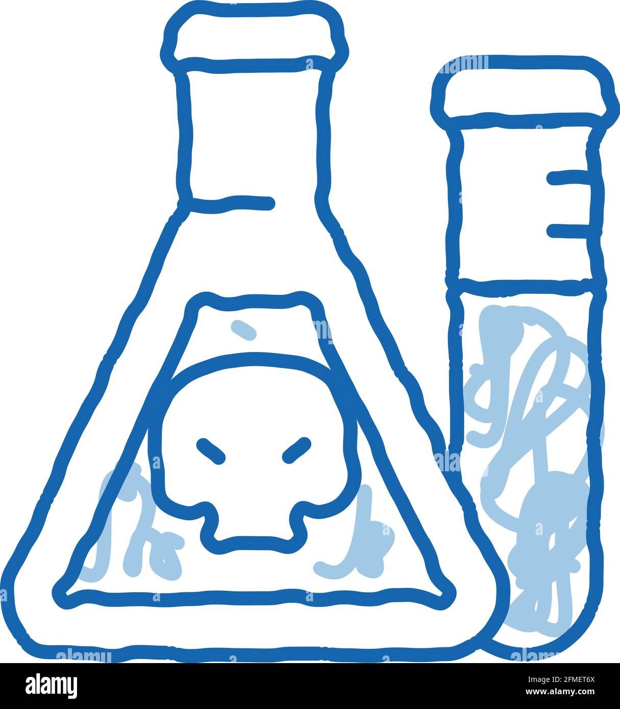 Flask With Chemical Liquid doodle icon hand drawn illustration Stock ...