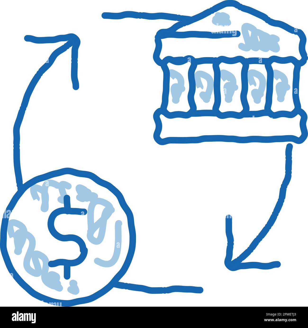 Monetisation Coin Cash Bank doodle icon hand drawn illustration Stock ...