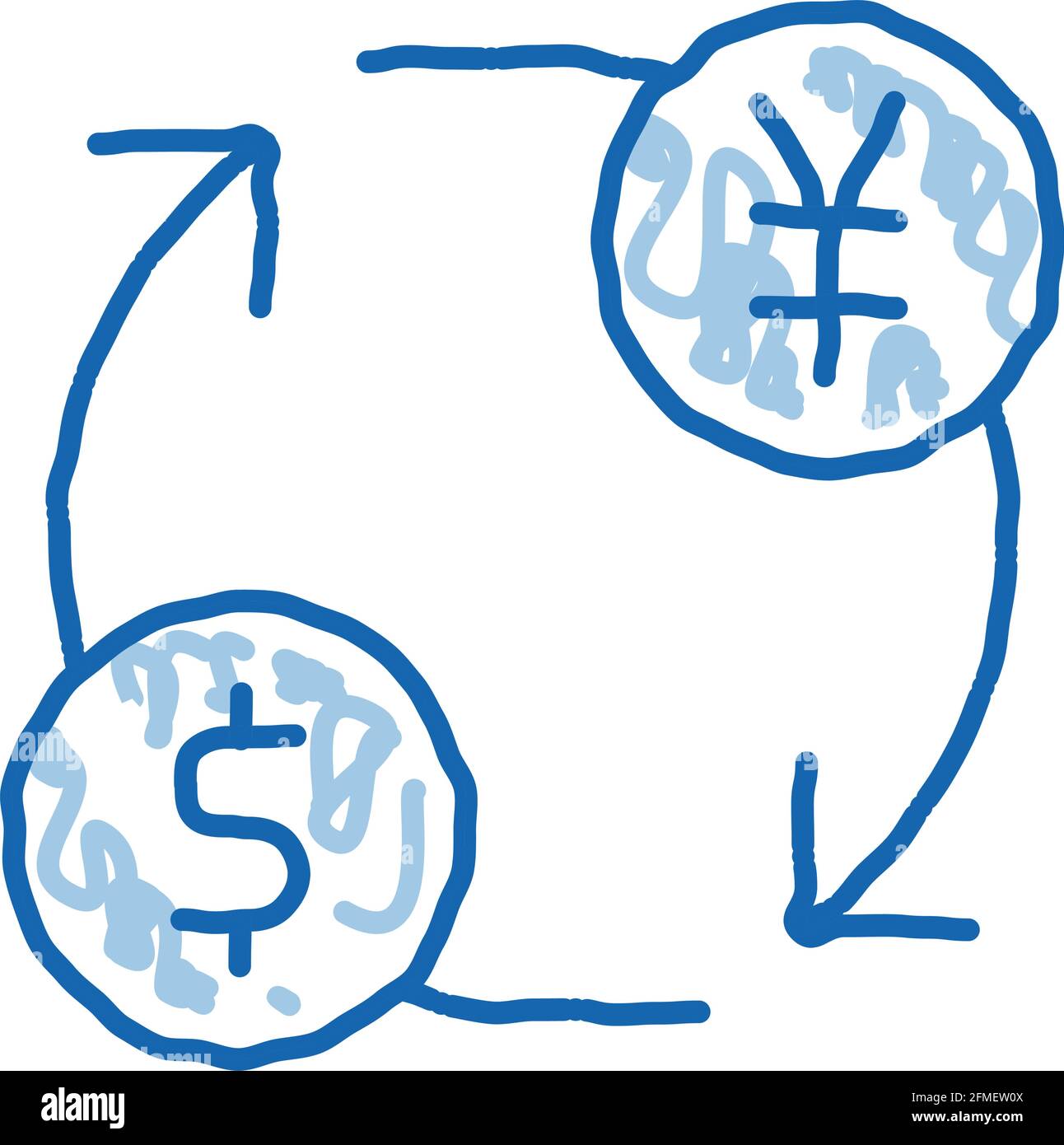 Currency Money Dollar Yen doodle icon hand drawn illustration Stock ...