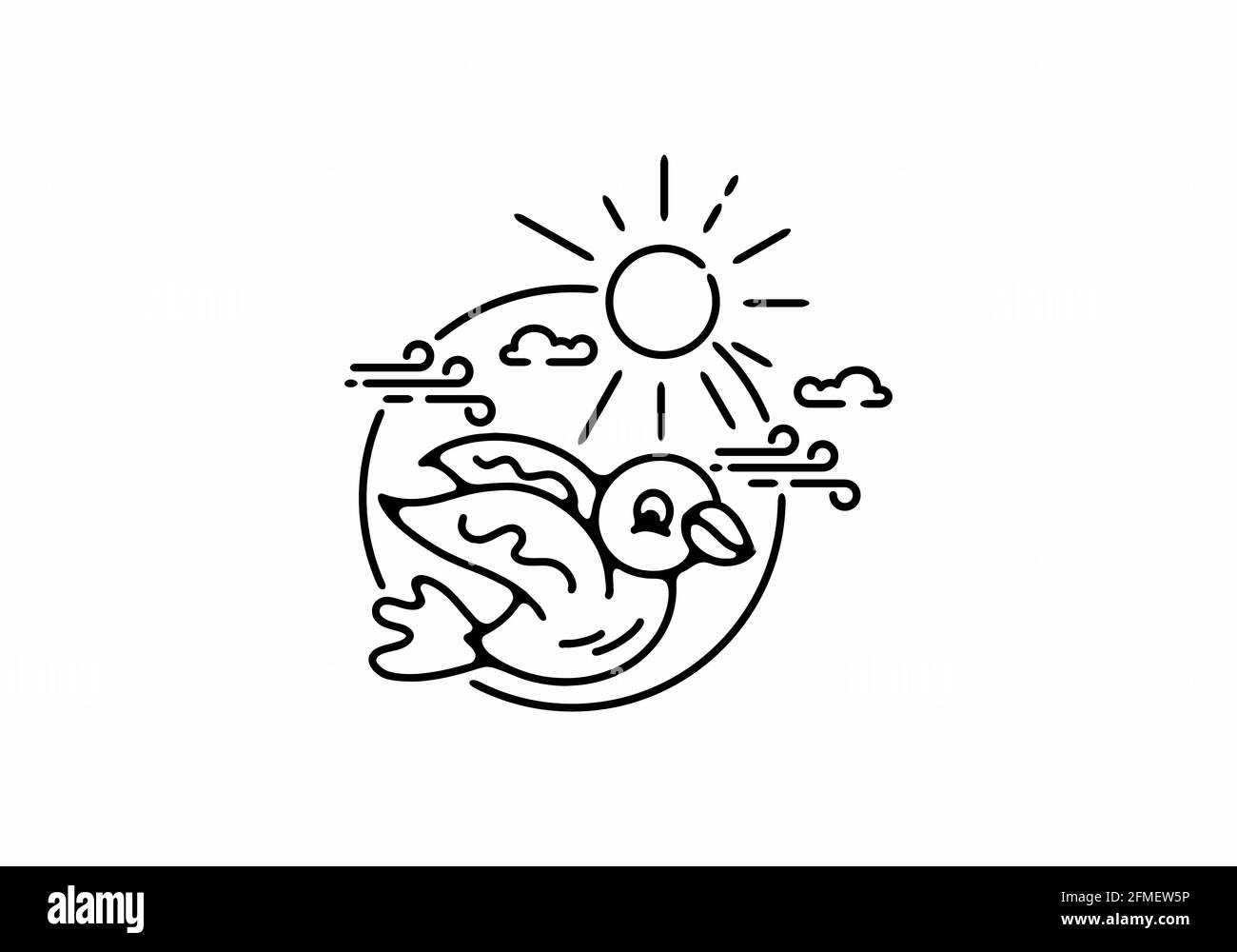 Flying bird black line Cut Out Stock Images & Pictures - Alamy