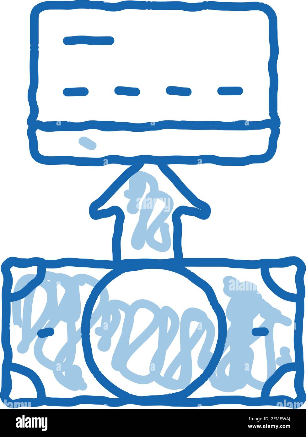 Putting Money Cash On Card doodle icon hand drawn illustration Stock ...