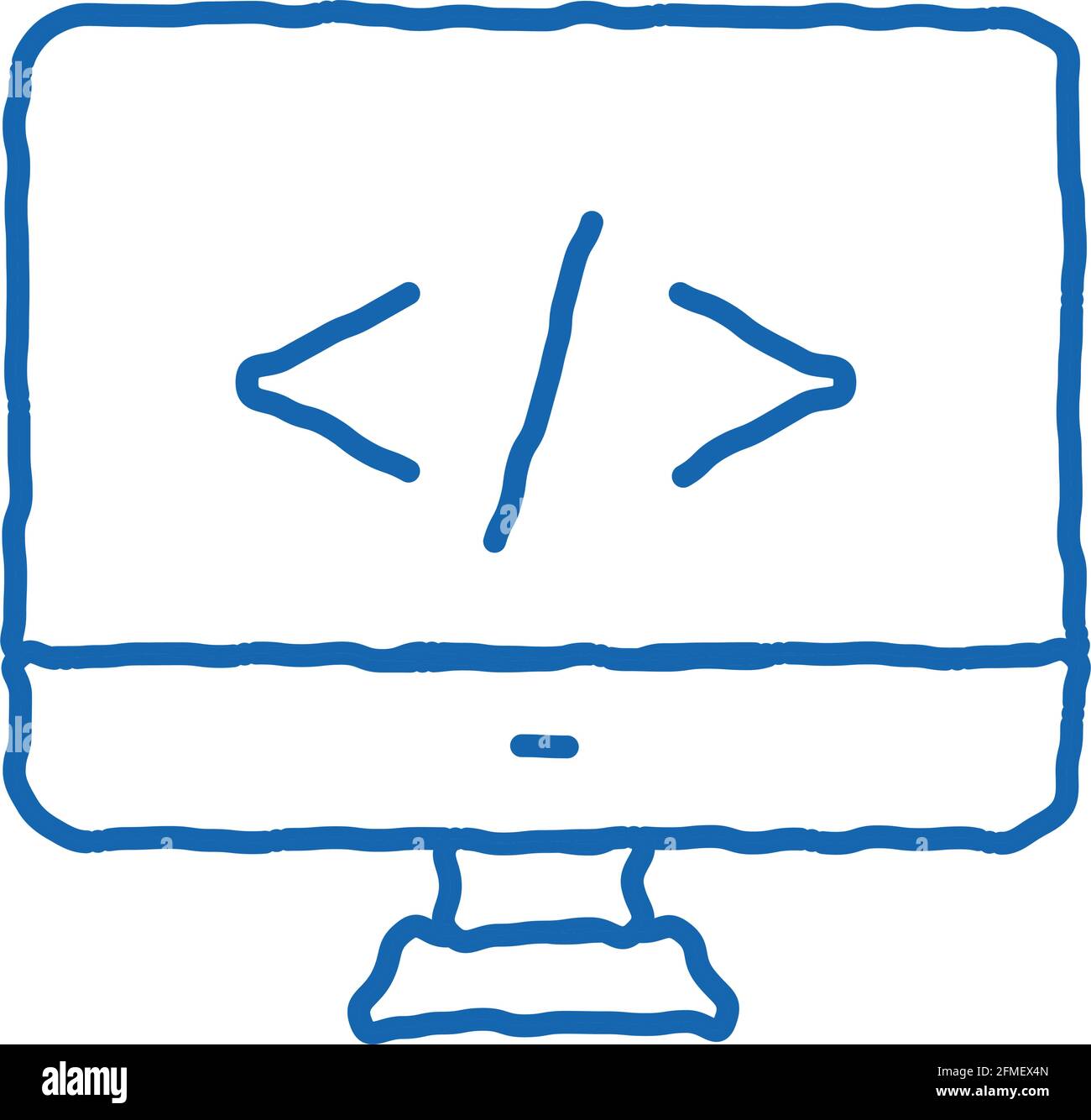 Coding Computer Monitor doodle icon hand drawn illustration Stock ...