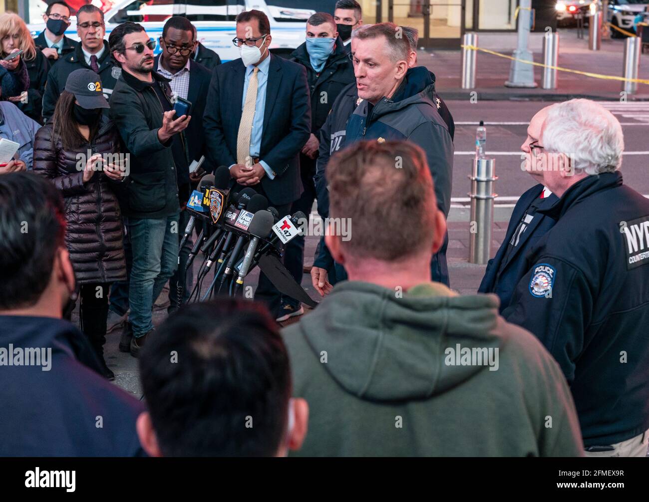 Police Commissioner Dermot Shea speaks to press on Times Square where ...