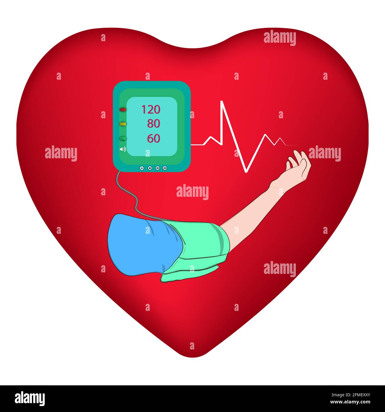 graphics image arm and heart background concept Pressure measurement ...