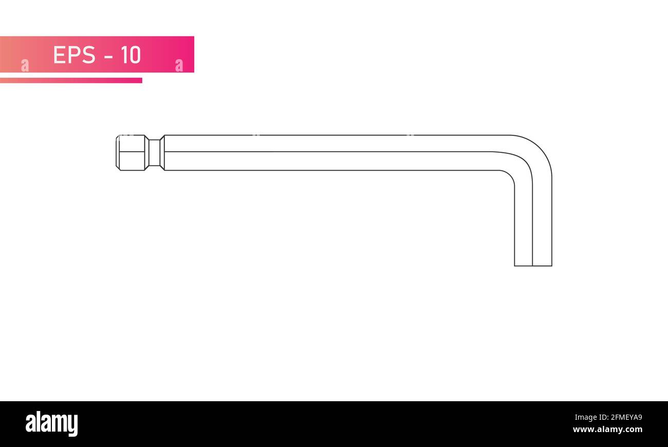Hex key for the master. Linear design. On a white background. Flat ...