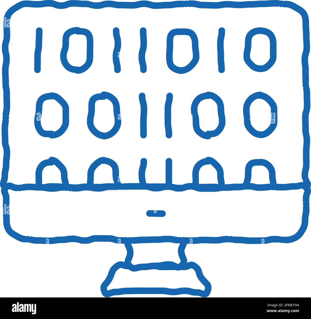 Artificial Intelligence Binary Code doodle icon hand drawn illustration ...