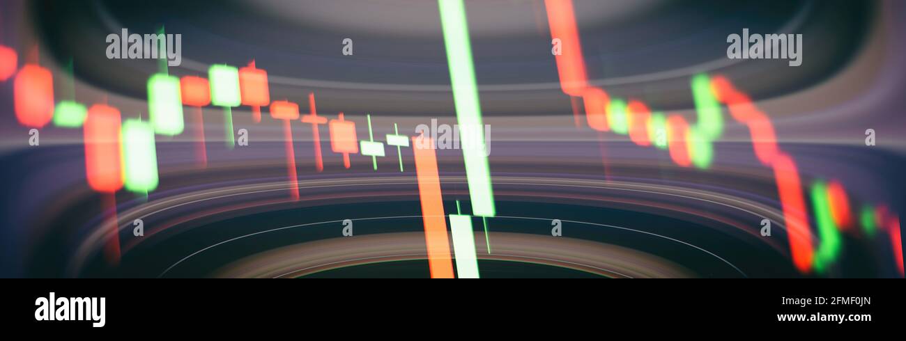Technical price graph and indicator, red and green candlestick chart on ...