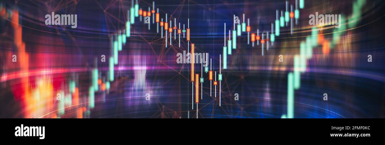 Stock market trading charts in the forex market, trends in the economy ...