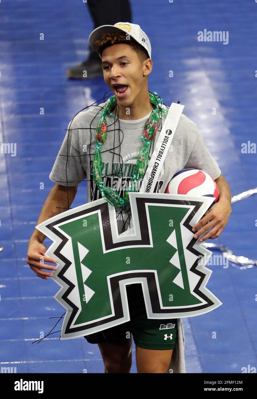 May 8, 2021 - Hawaii Rainbow Warriors outside hitter Chaz Galloway #1 ...