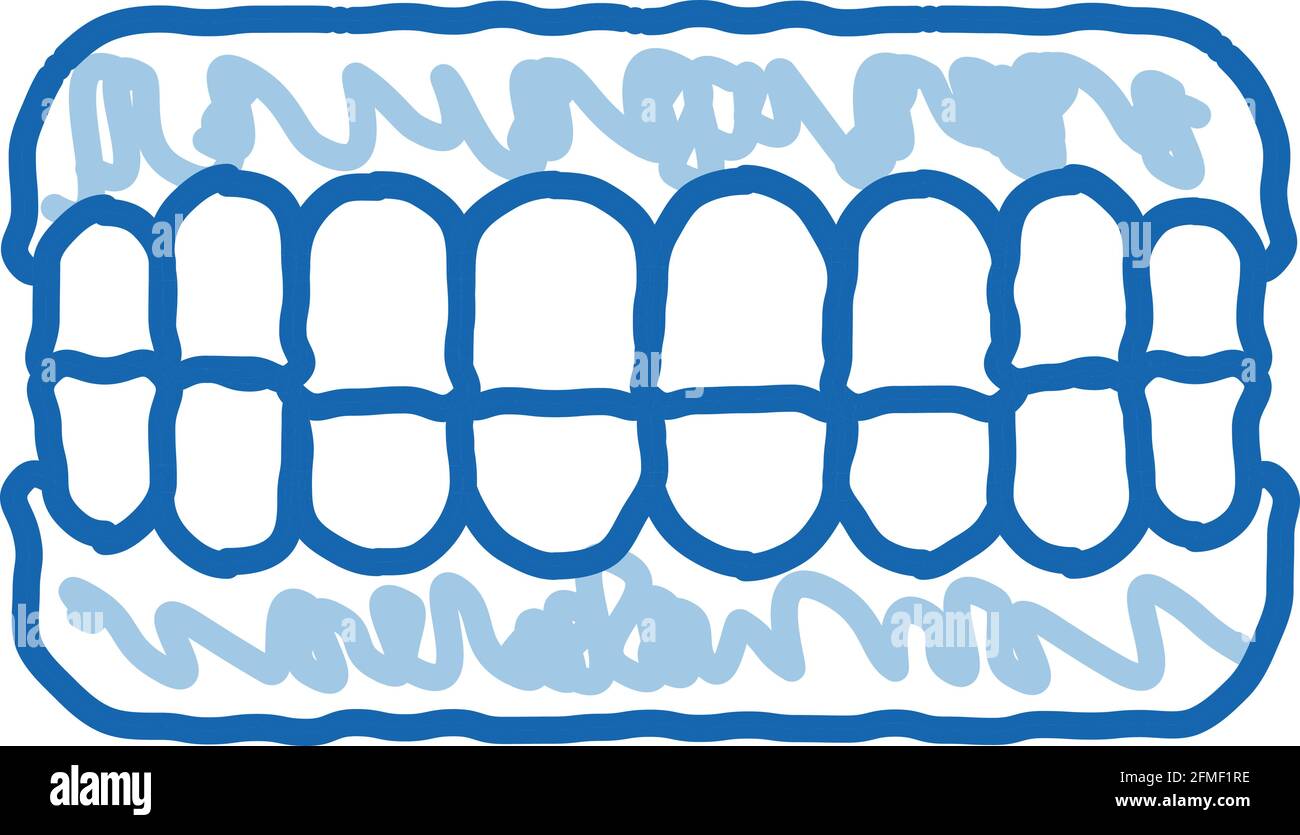 Set Of False Teeth Stomatology doodle icon hand drawn illustration ...