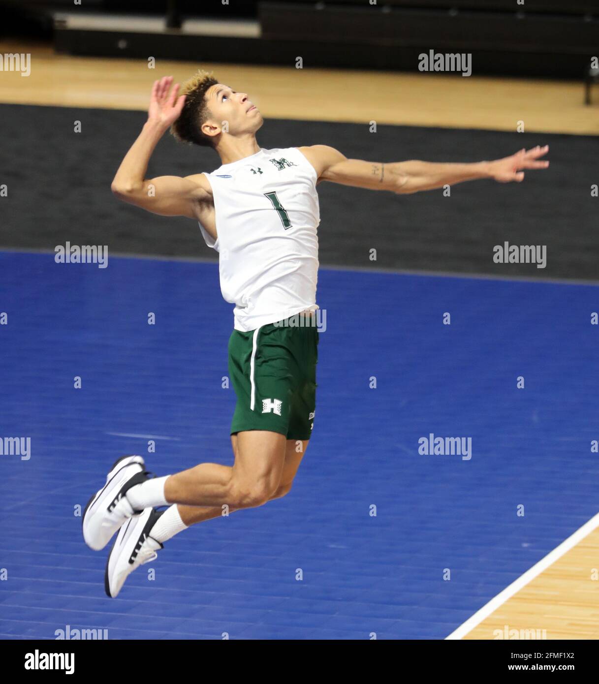 May 8, 2021 - Hawaii Rainbow Warriors outside hitter Chaz Galloway #1 ...