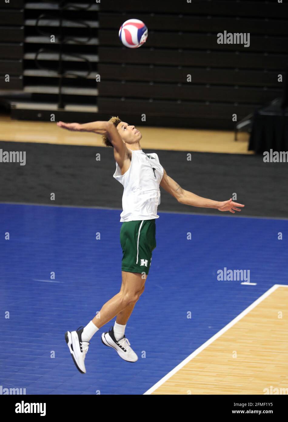 May 8, 2021 - Hawaii Rainbow Warriors outside hitter Chaz Galloway #1 ...