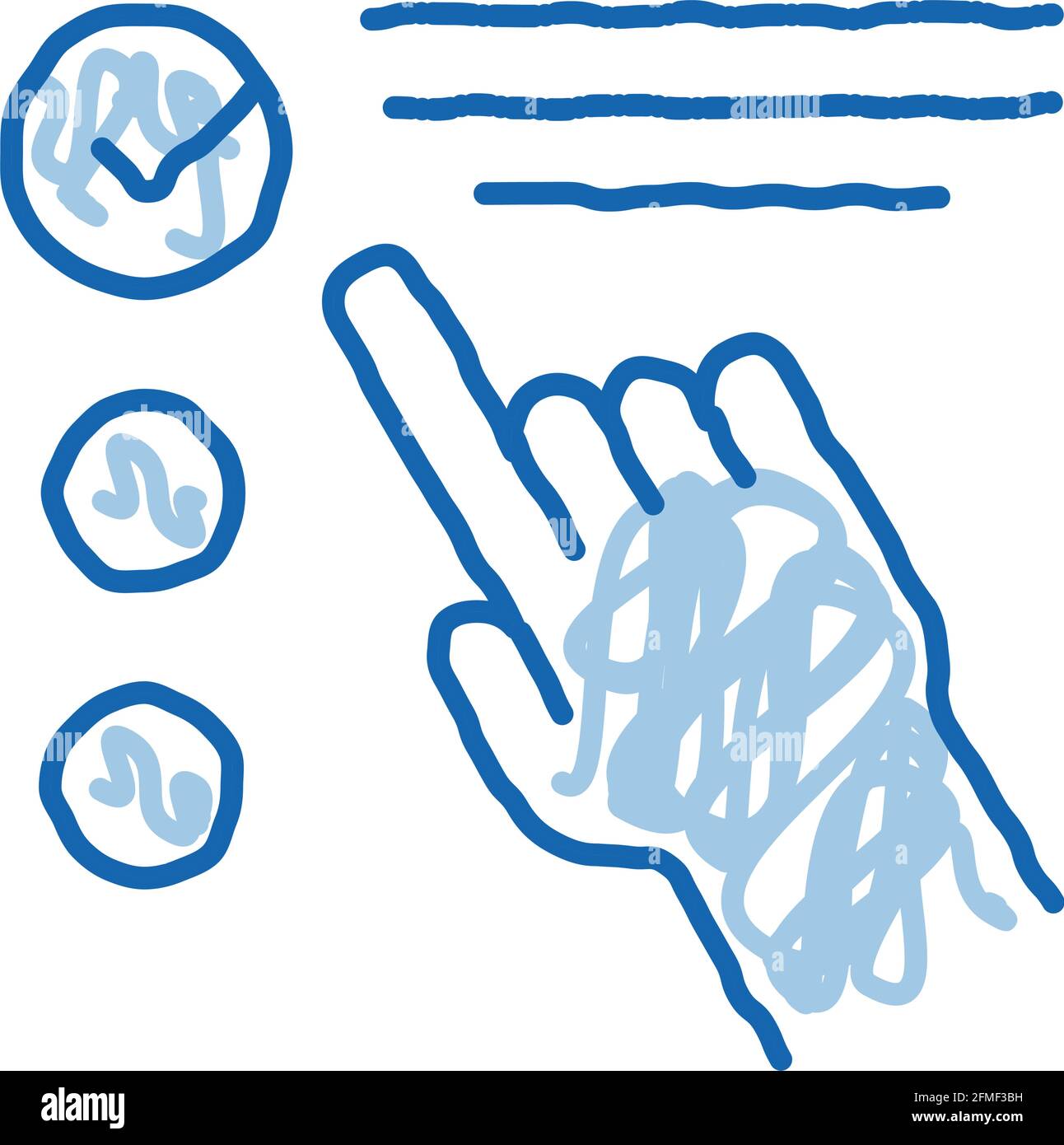 Hand Touch Check List Approved Mark doodle icon hand drawn illustration ...