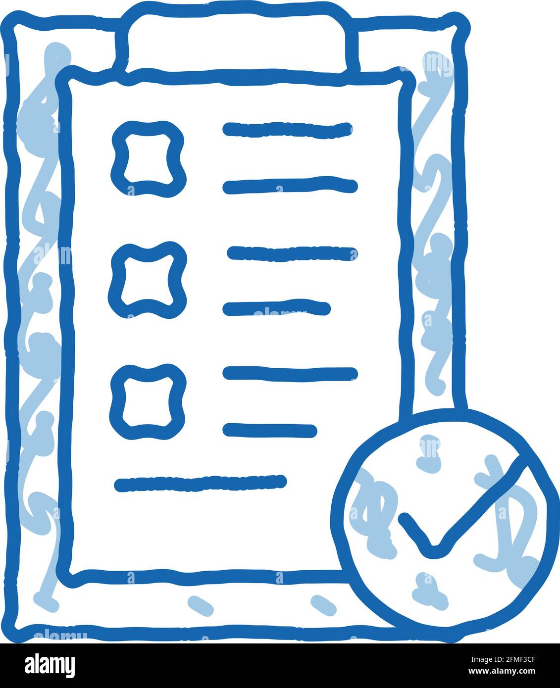 Tablet Clip With Approved Check List doodle icon hand drawn ...