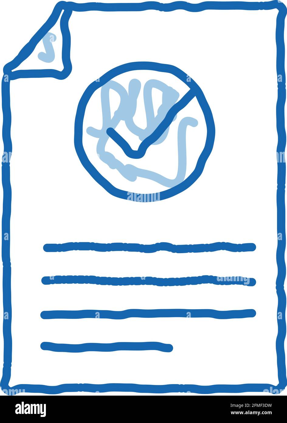 Document Text File With Approved Mark doodle icon hand drawn ...
