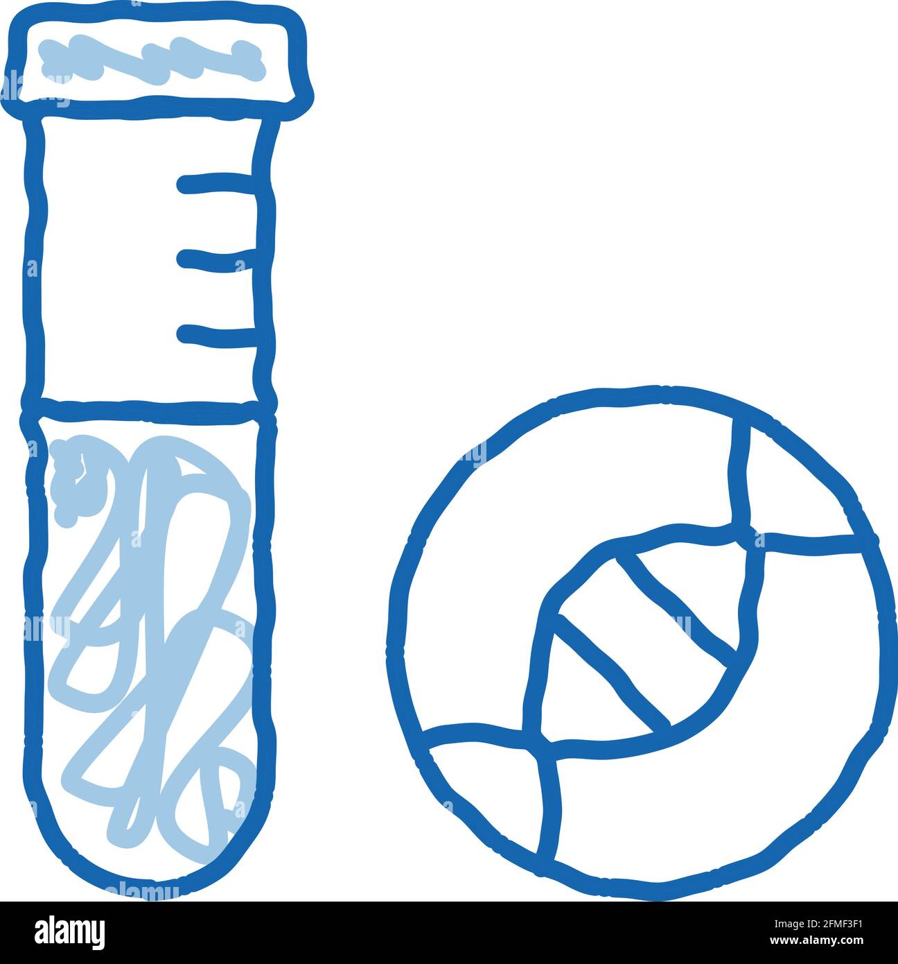 Glass Vial With Liquid Biomaterial doodle icon hand drawn illustration ...