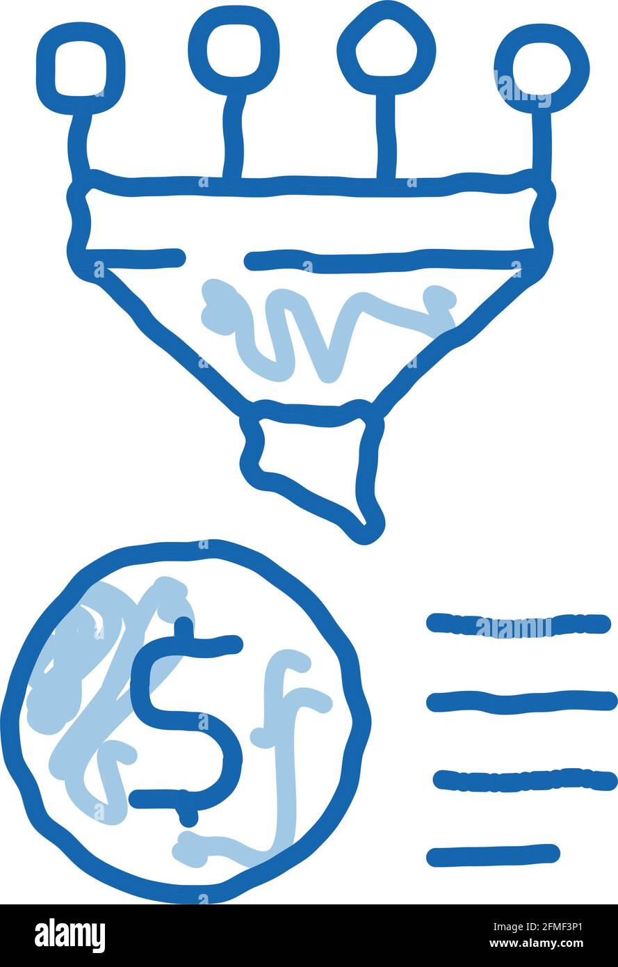 Funnel Financial Information Gathering doodle icon hand drawn ...