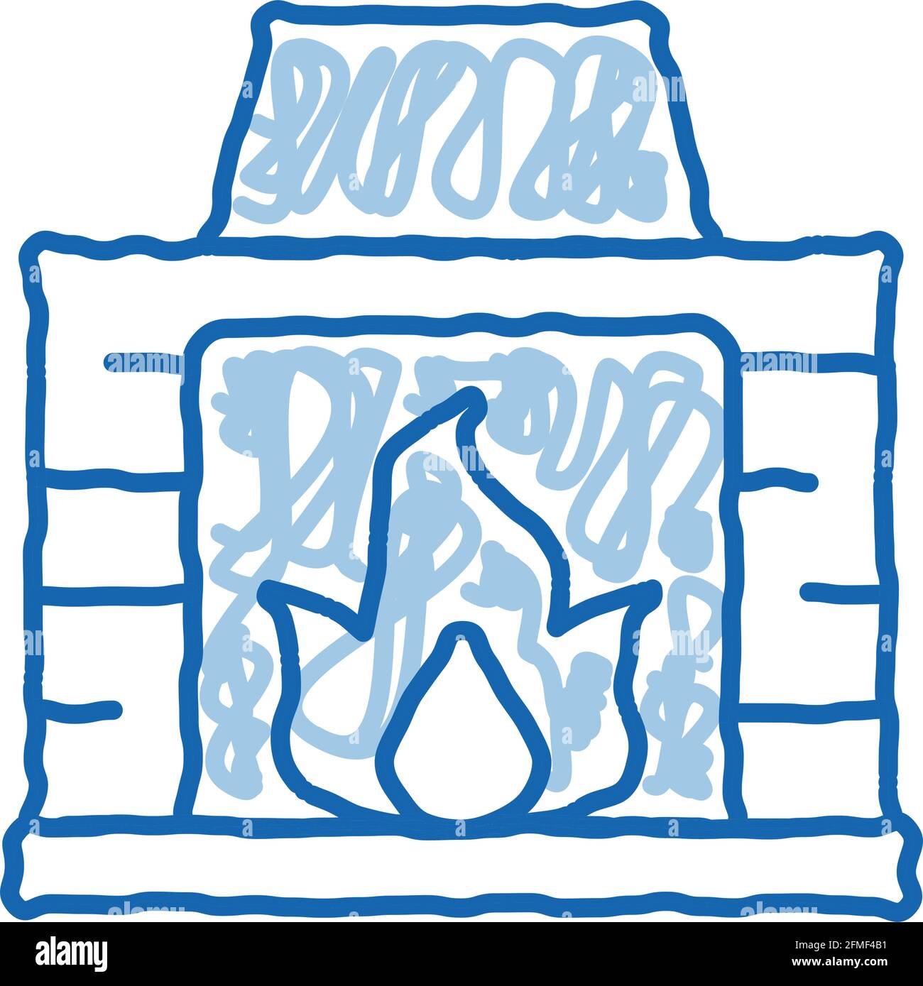 Fireplace With Fire Flame Heating Equipment Vector Stock Vector Image ...