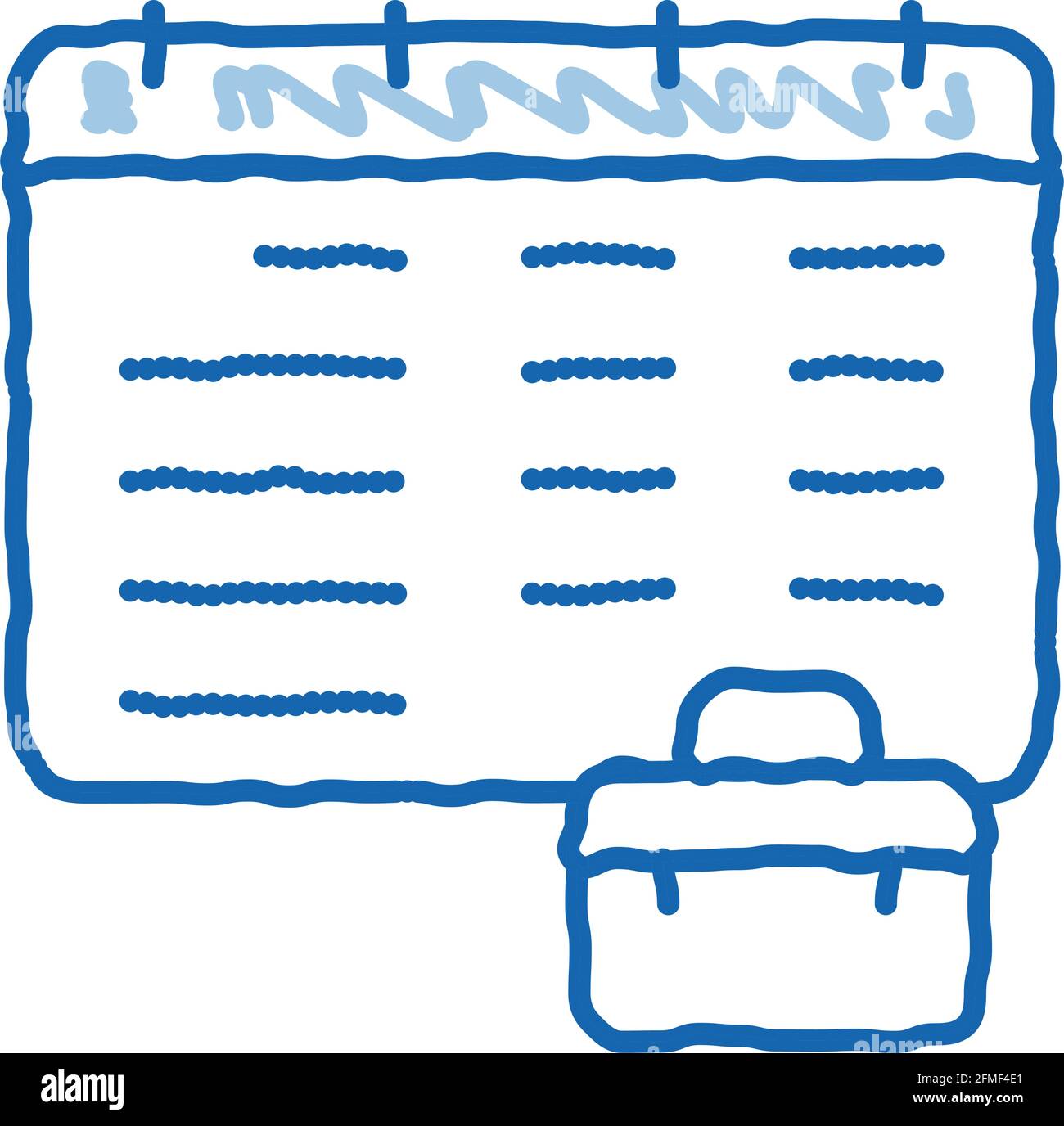 Calendar And Suitcase Case Job Hunting doodle icon hand drawn ...