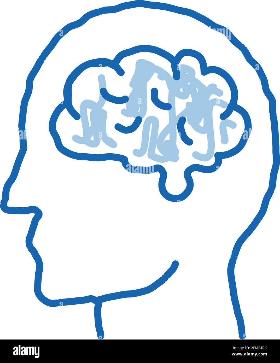 Human Brain In Man Silhouette Mind doodle icon hand drawn illustration ...