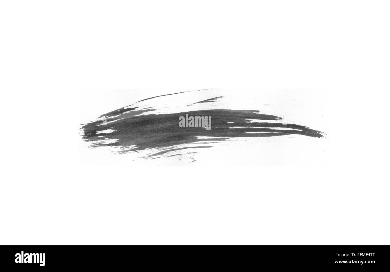 Paint Brush Smear Black Stained Paintbrush Isolated On White