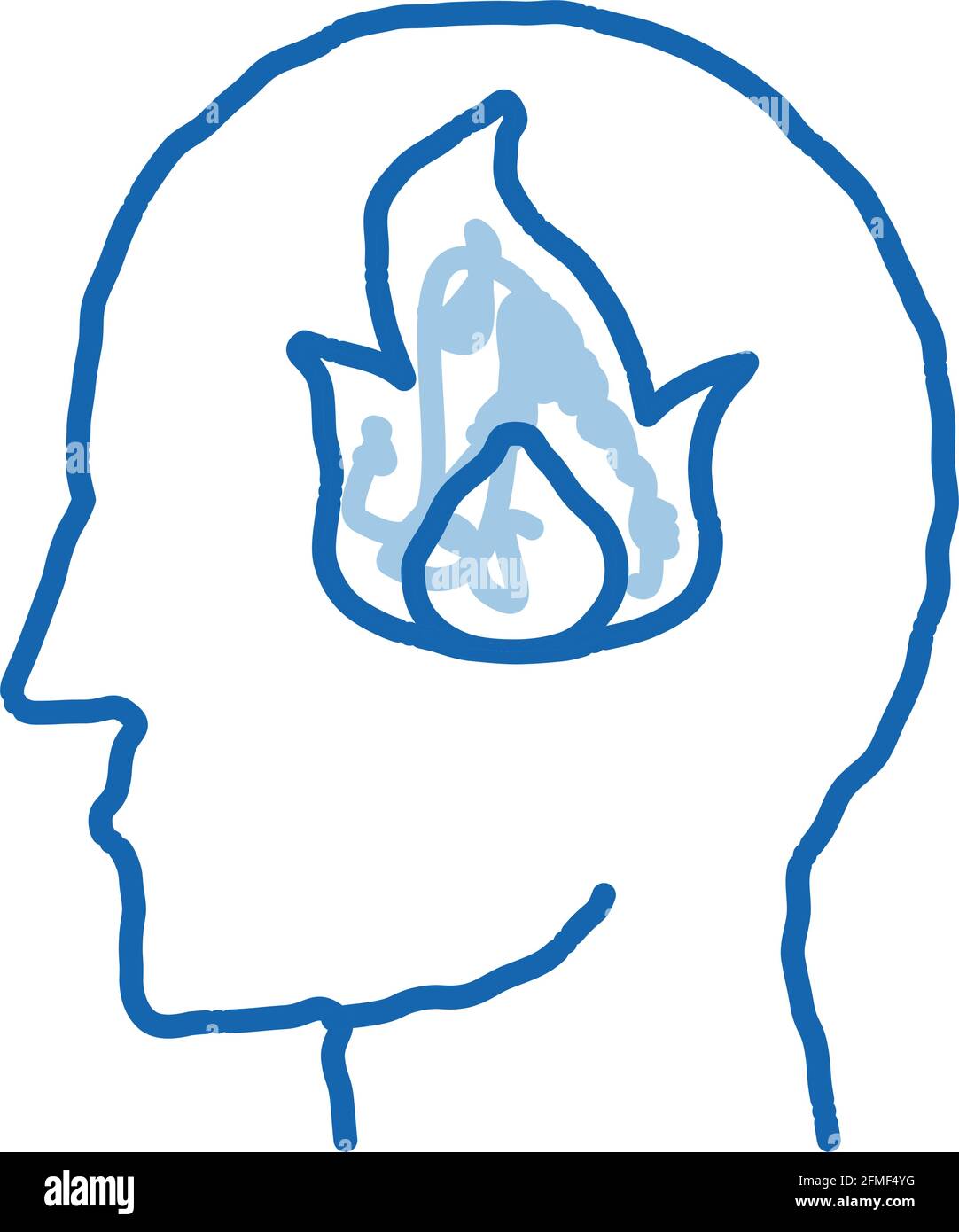 Burning Fire Flame In Man Silhouette Mind Vector Stock Vector Image ...