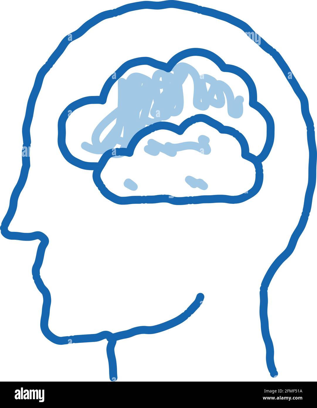 Mainly Cloudy Clouds In Man Silhouette Mind Vector Stock Vector Image ...