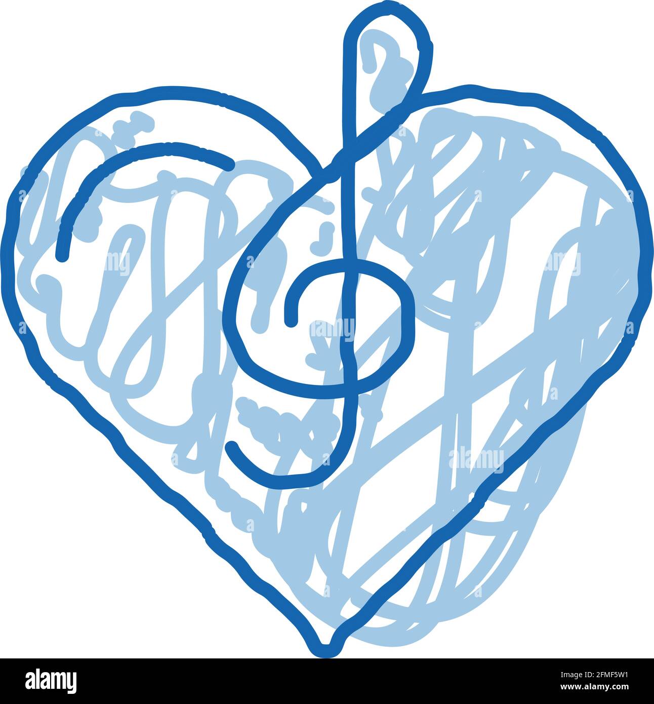 Treble Clef And Heart Song Element doodle icon hand drawn illustration ...