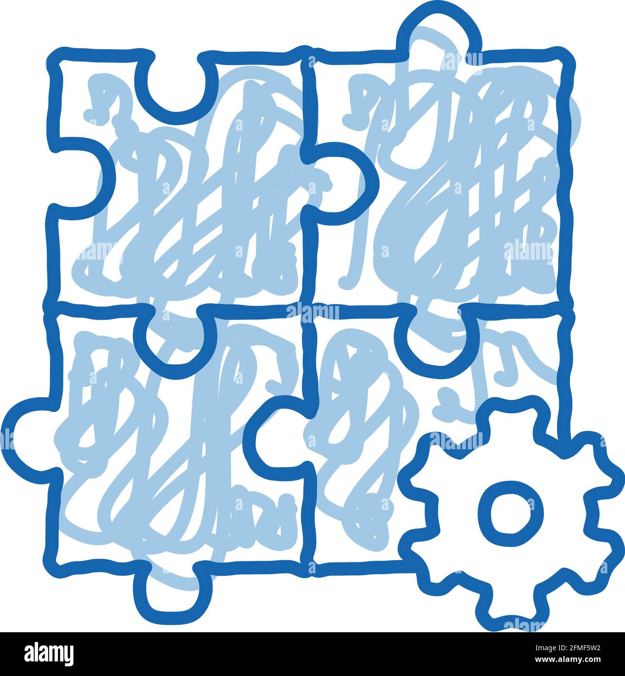 Puzzle Game And Gear Agile Element doodle icon hand drawn illustration ...