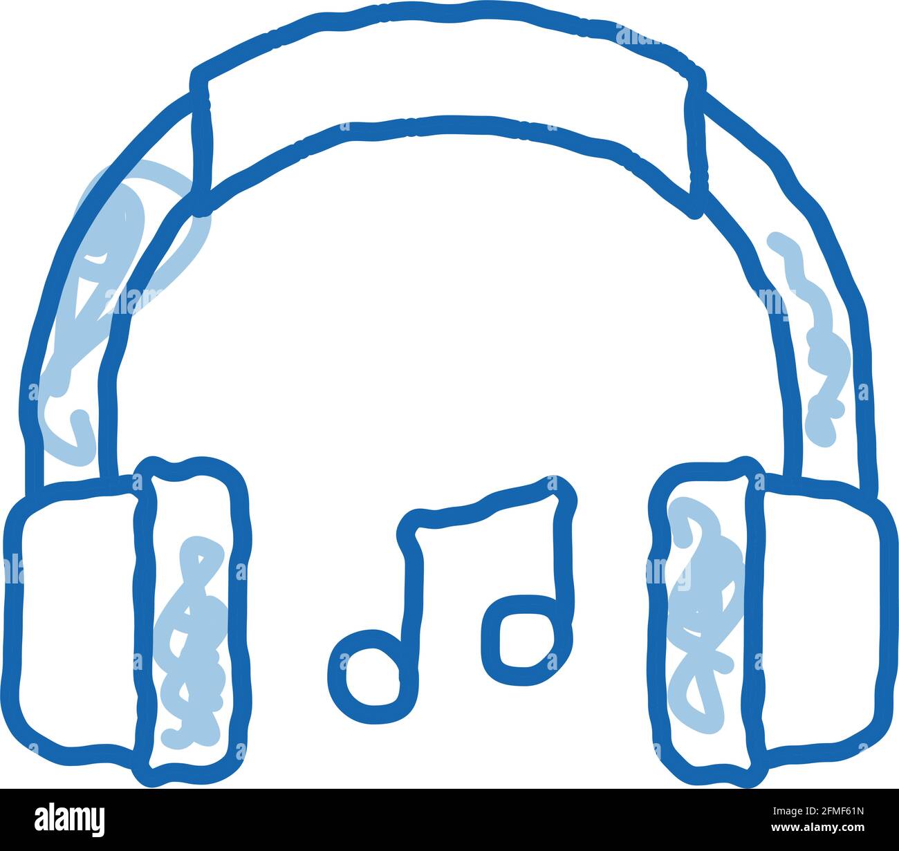 Music Headphones And Musical Notes doodle icon hand drawn illustration ...